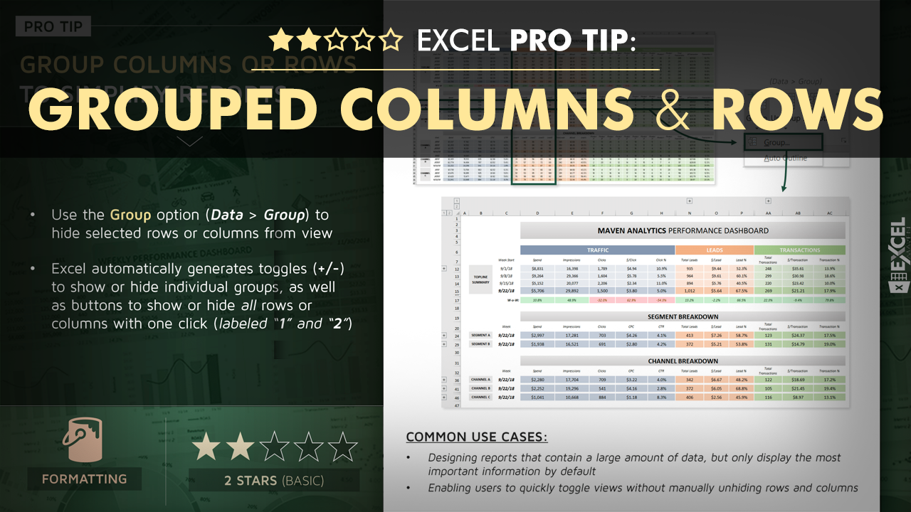 Grouping Columns Rows Excel Maven