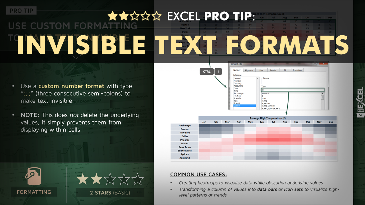 Invisible Text Formatting Excel Maven