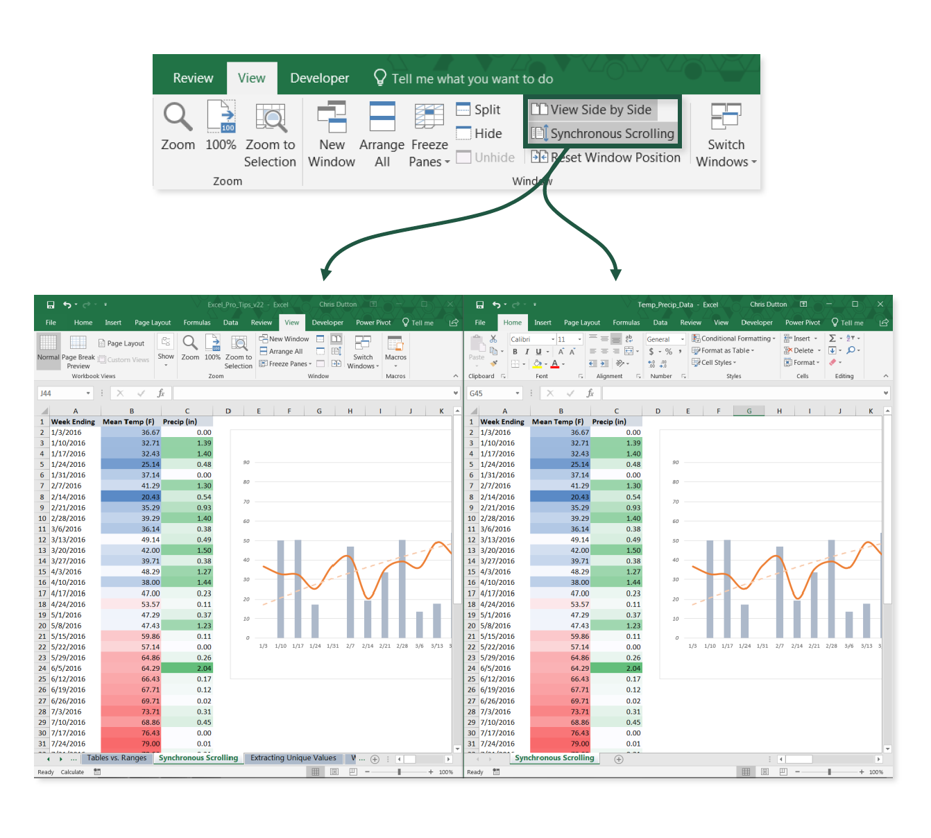 Synchronous Scrolling Excel Maven