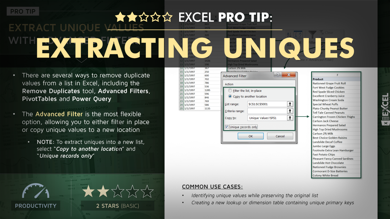 Extracting Unique Values Excel Maven