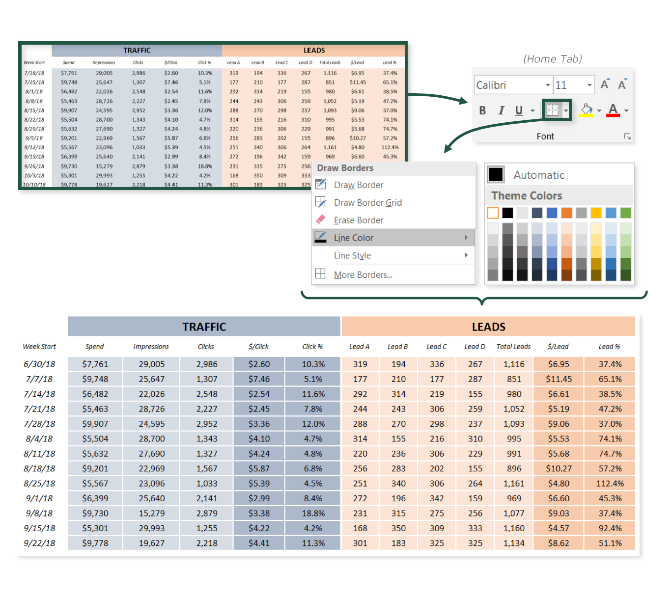 Color Border Design Excel Maven